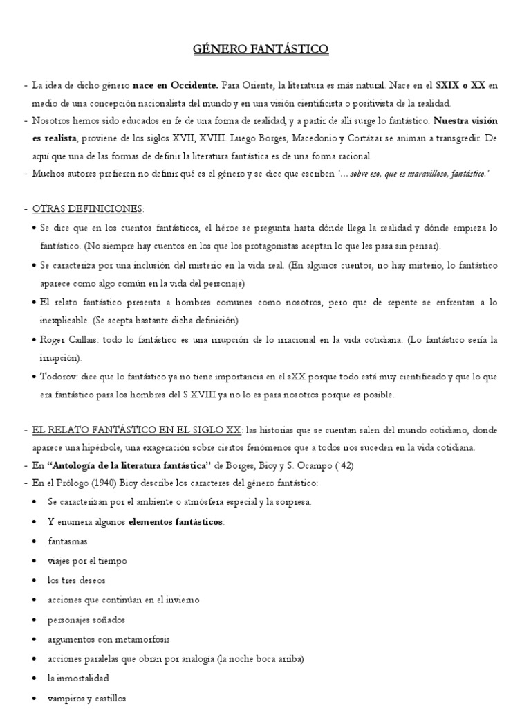 Definición y características del género fantástico | PDF | Fantasía ...