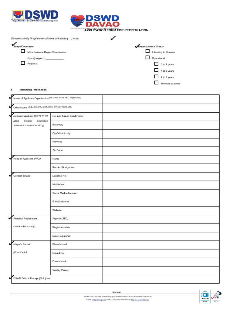 Registration Application Form | PDF