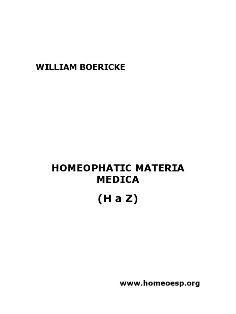 William Boericke Homeopathic Materia Medicaii | PDF | Pain | Cough