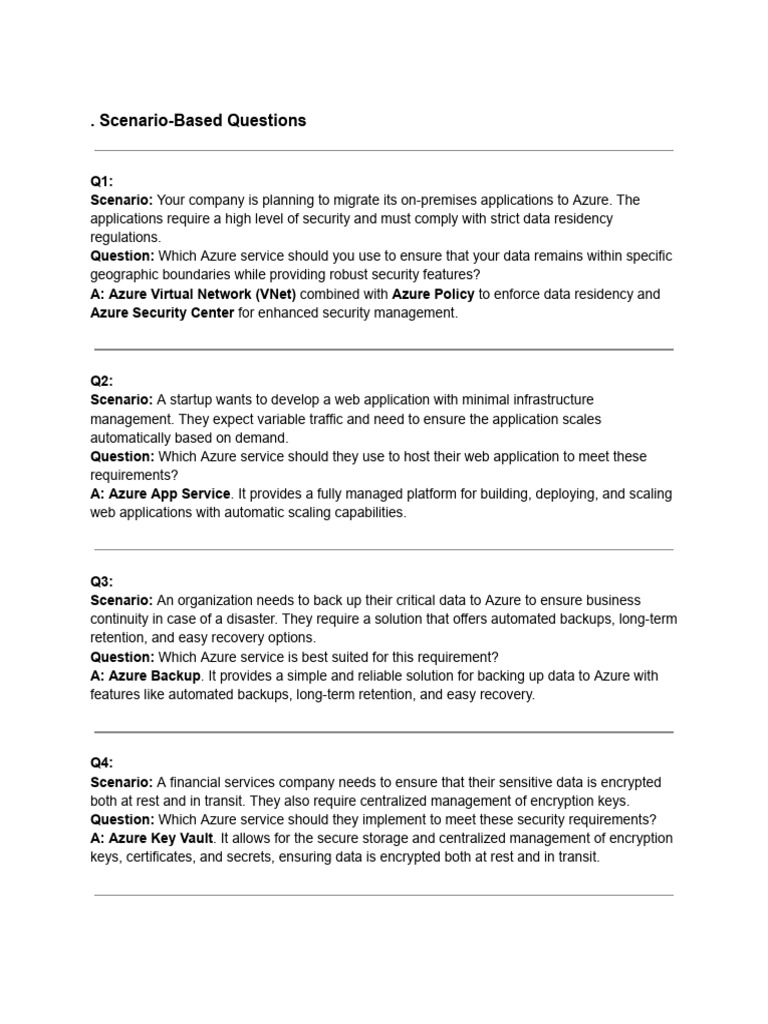 Scenario-Based Questions | PDF | Microsoft Azure | Databases