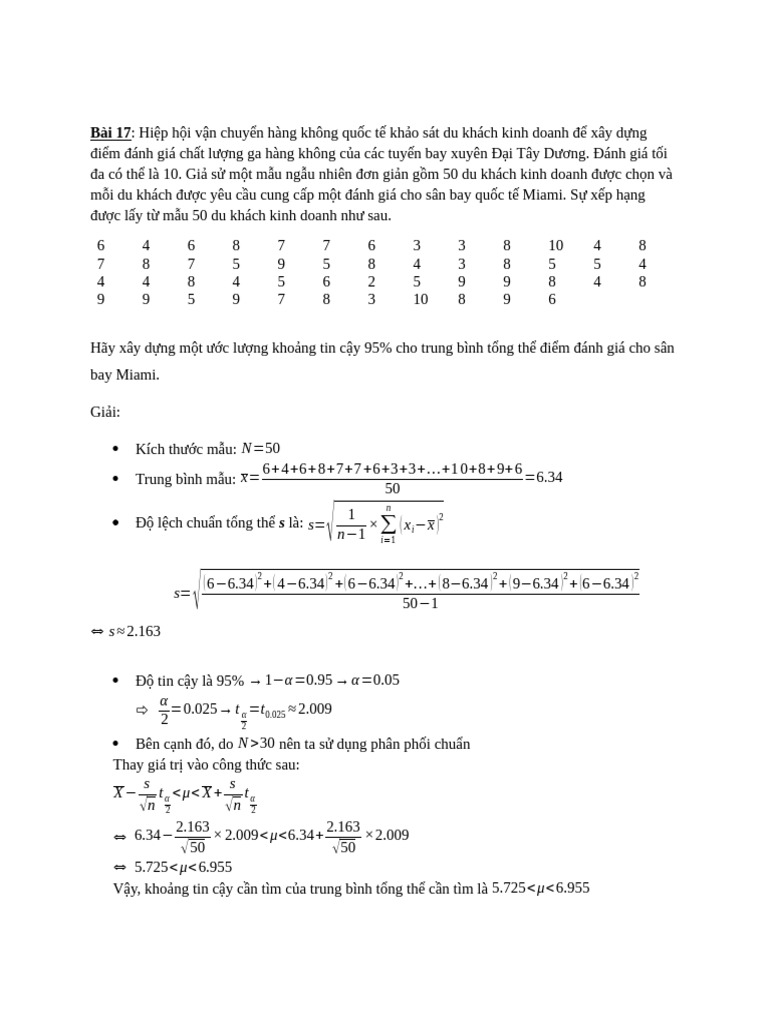 Bài 17,18 BTL XSTK | PDF