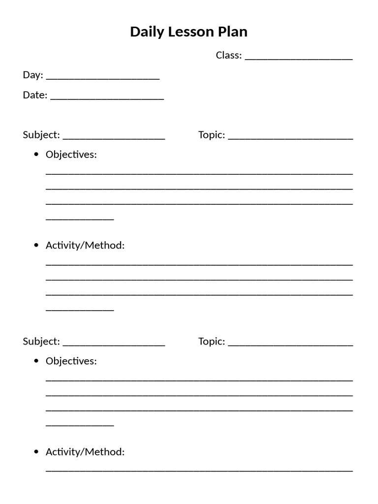 Daily Lesson Plan Template | PDF