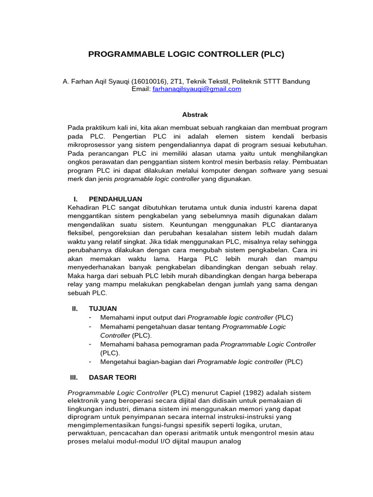 Programmable Logic Controller PLC | PDF