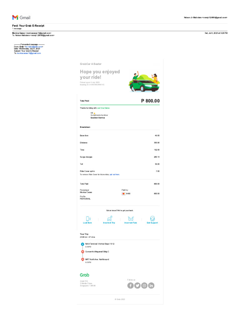 Gmail - FWD - Your Grab E-Receipt - 2 | PDF