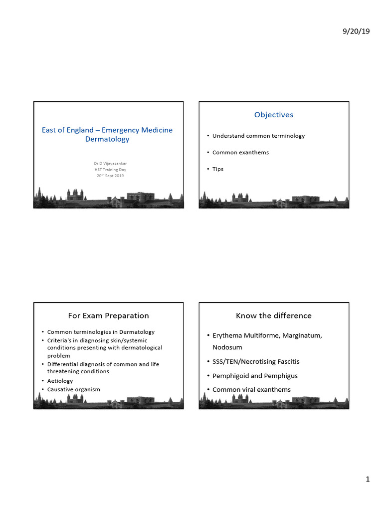 Dermatology Presentation em SPR Handout - Dvij | PDF | Immunology | Skin