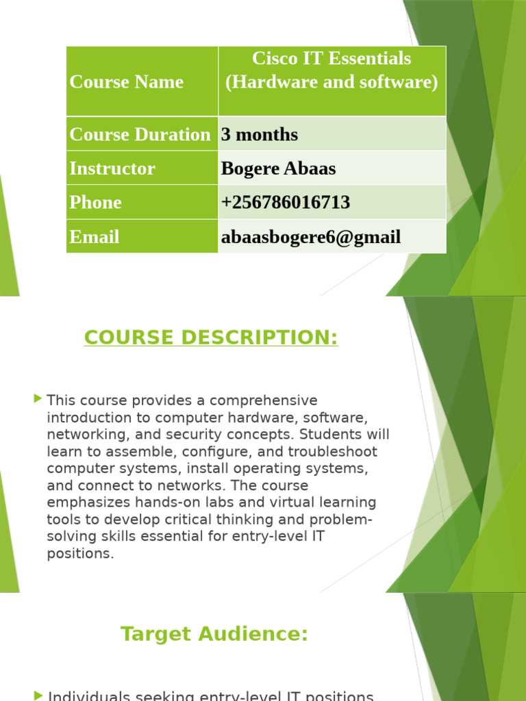 Cisco IT Essentials Course Overview | PDF