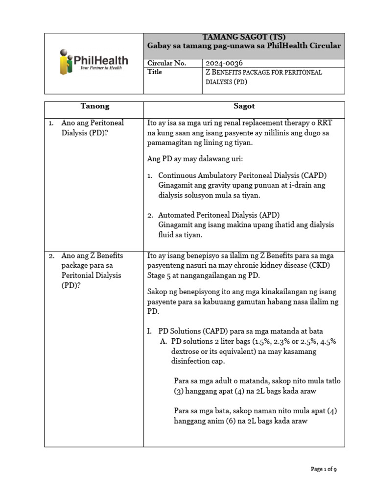 FAQs Philhealth Circular 2024-0036 | PDF