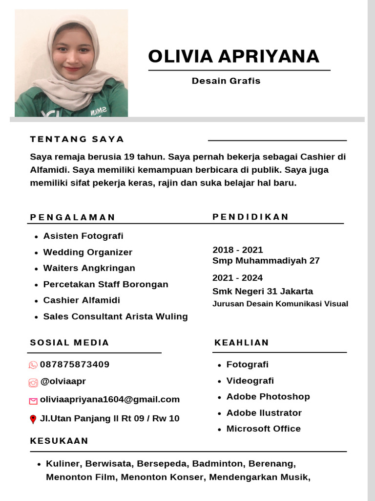 CV Olivia Apriyana PDF | PDF