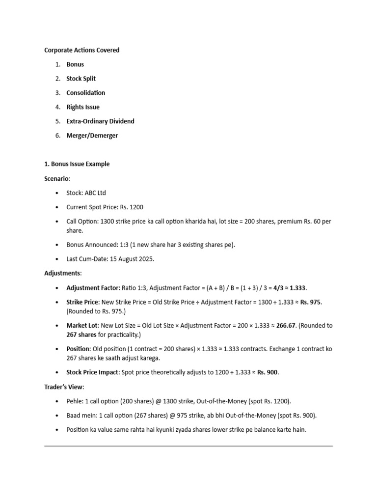 Understanding Corporate Actions in Trading | PDF | Option (Finance ...