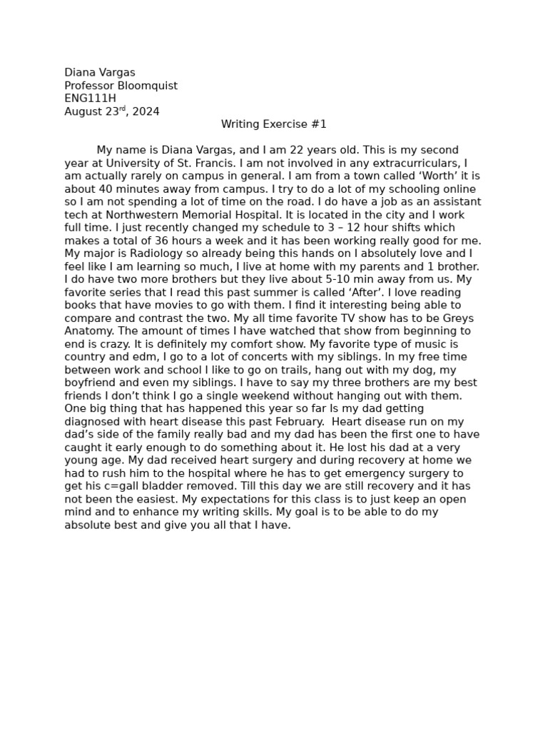 Writing Exercise #1 | PDF