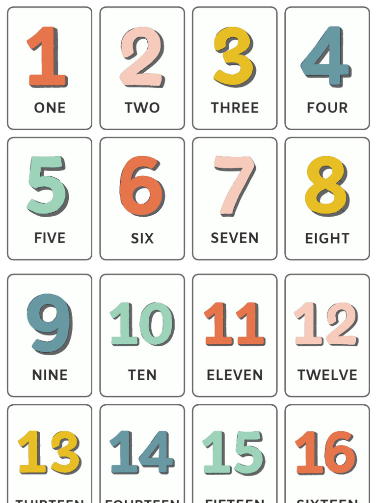 White Colorful Numbers From 1 to 20 Flashcards_20250804_110021_0000 | PDF