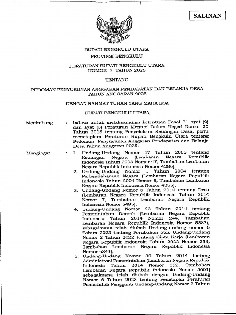 Perbup No 7 Tahun 2025 | PDF
