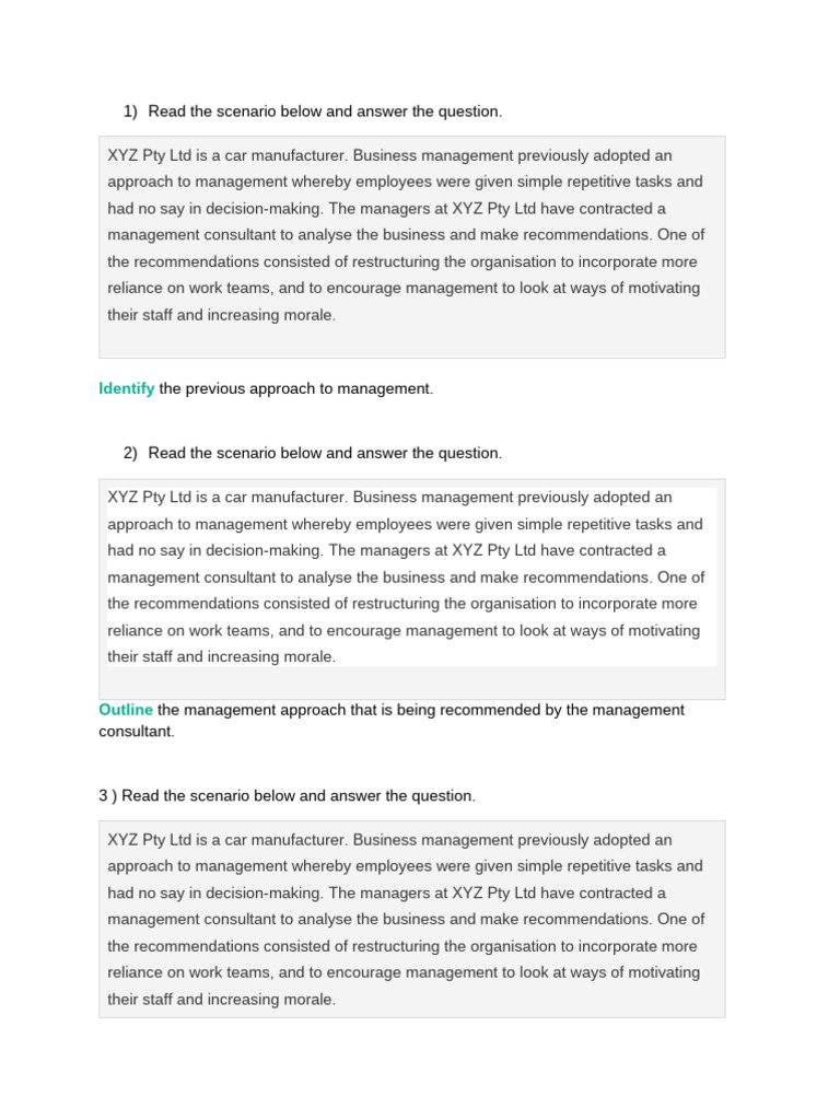 Management Approaches at XYZ Pty Ltd | PDF | Business | Leadership