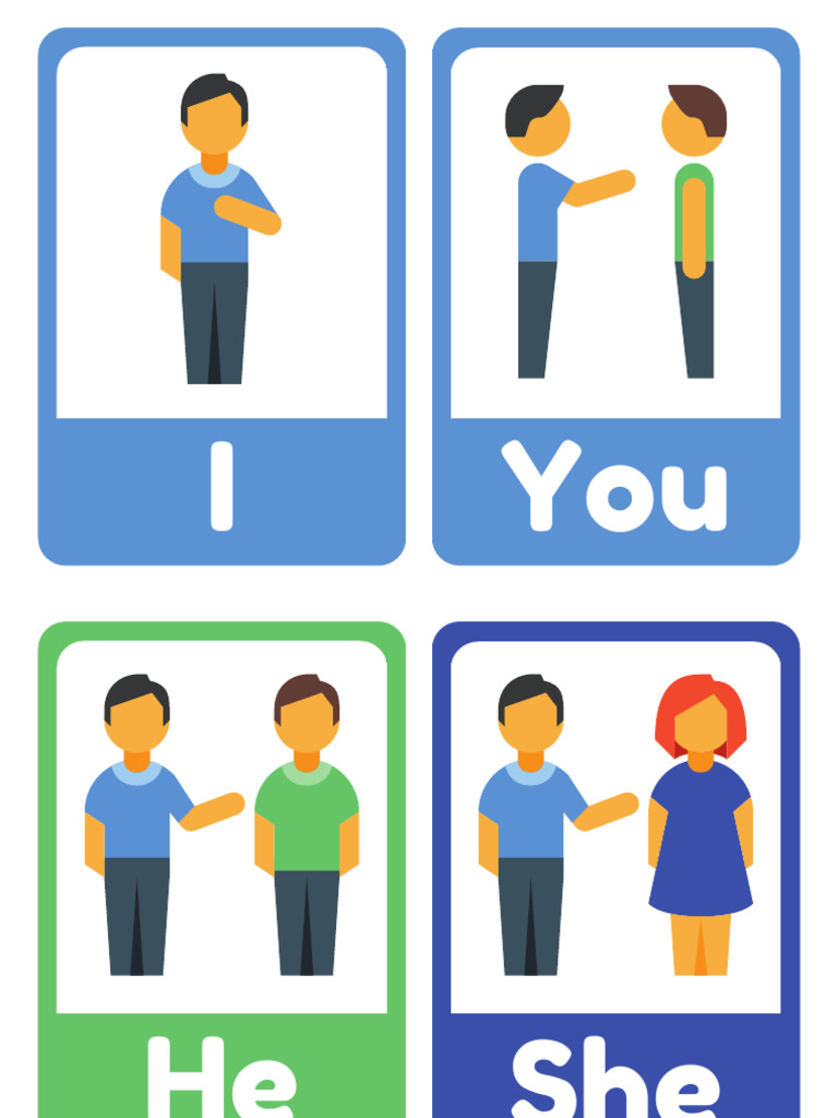 Personal Pronouns English Flashcard in Colorful Illustrative Style | PDF