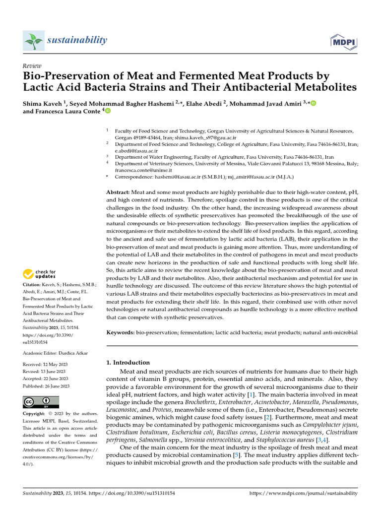 Bio-Preservation of Meat with LAB | PDF | Food Preservation | Fermentation