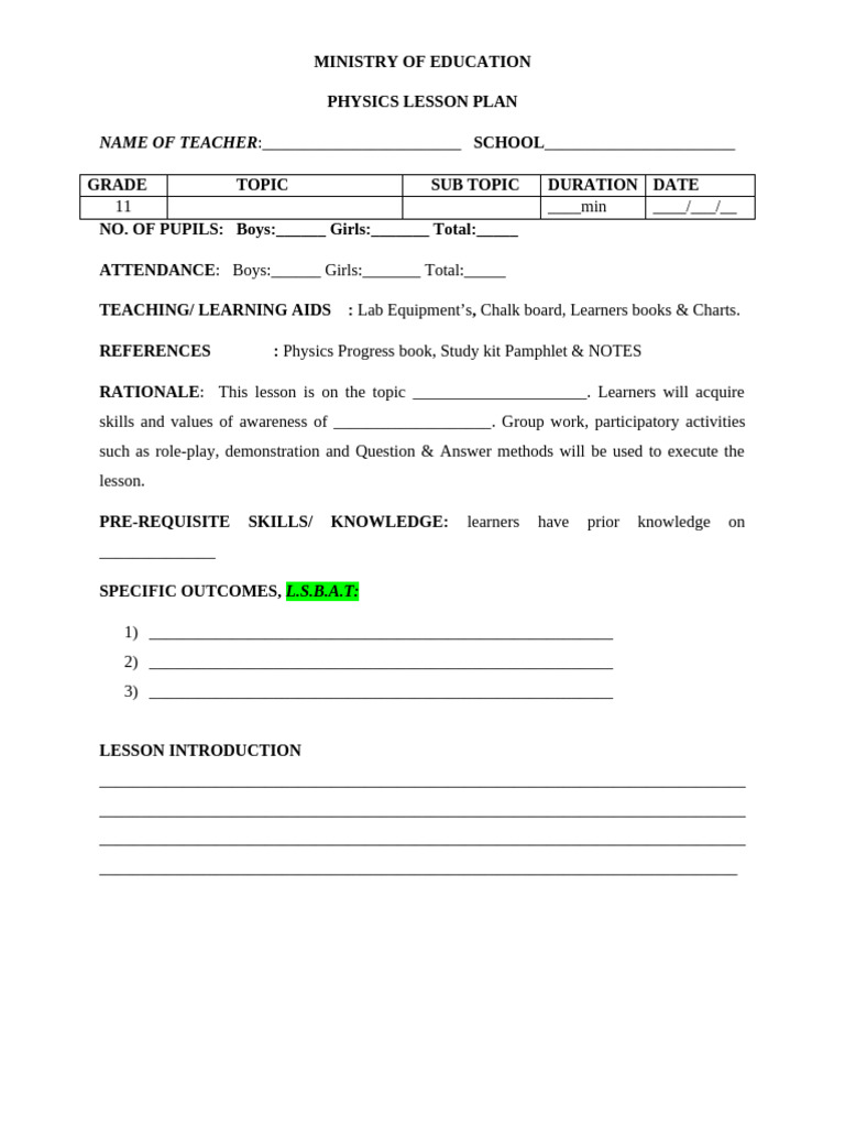 PHY Lesson Plans 10-12 | PDF | Weight | International System Of Units