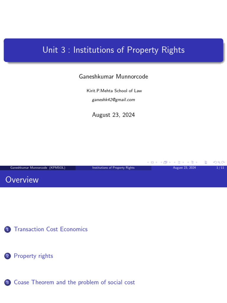 Institutions of Property Rights - Unit 3 | PDF | Externality ...
