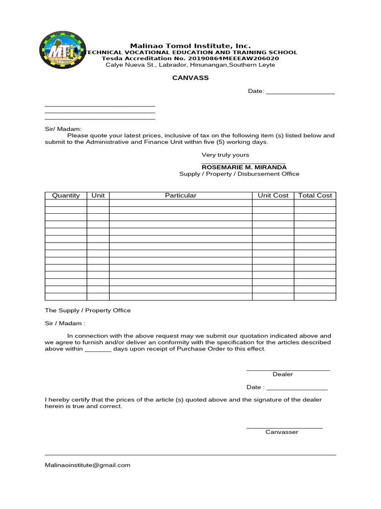 Canvass | PDF