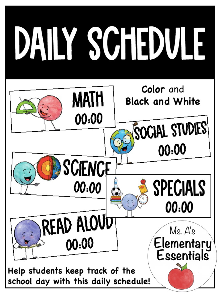 Color Black and White: Help Students Keep Track of The School Day With ...
