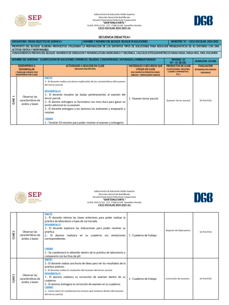 Tsqi Octava8 Secuencia Didactica 2023-2024 | PDF