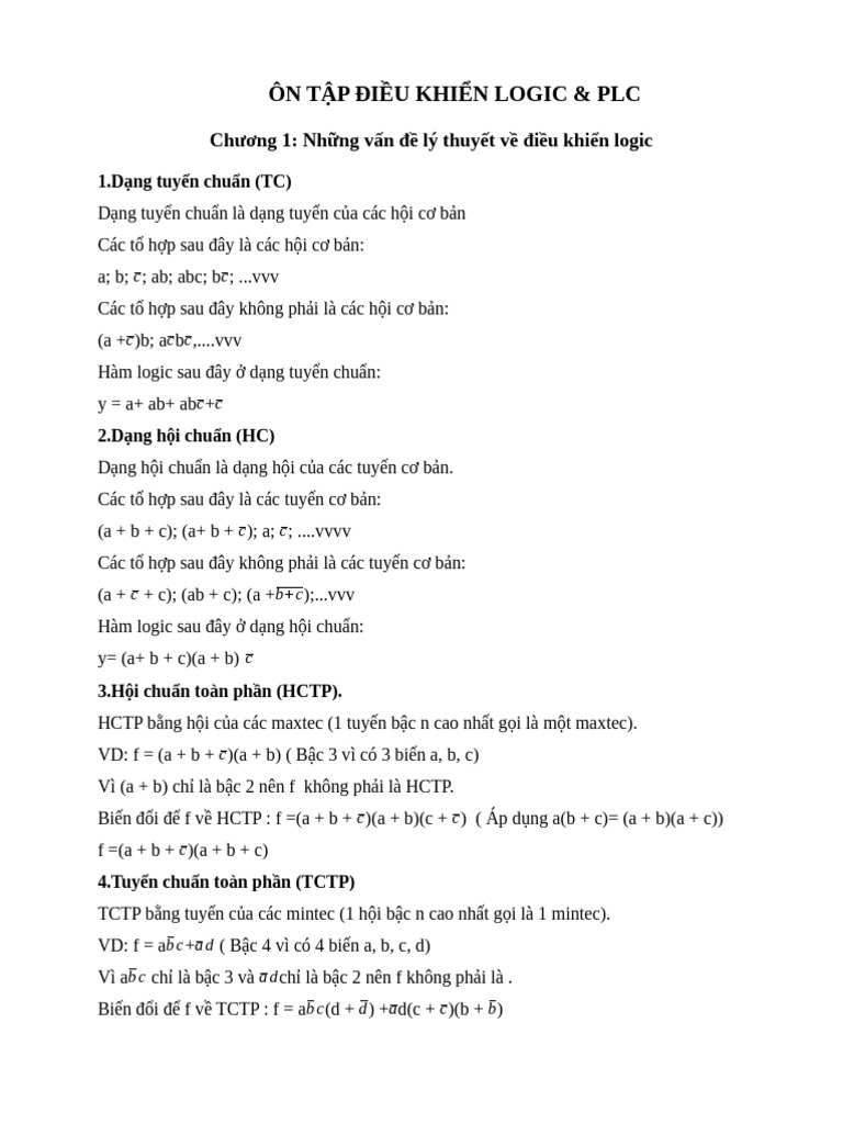 On Tap Dieu Khien Logic Va Plc | PDF