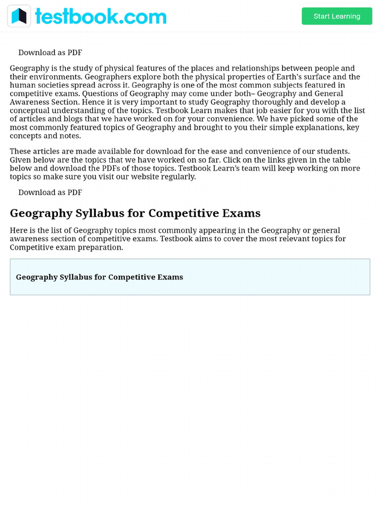 Geography For Competitive | PDF