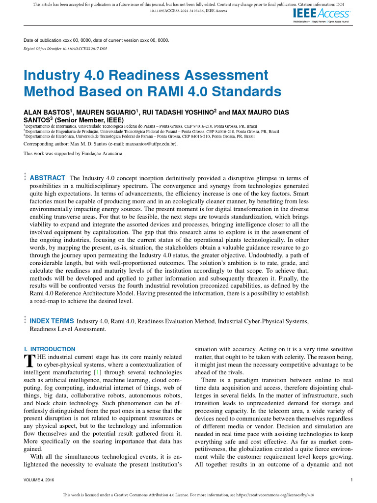 Industry 40 Readiness Assessment Method Based On R | PDF | Evaluation | Internet Of Things