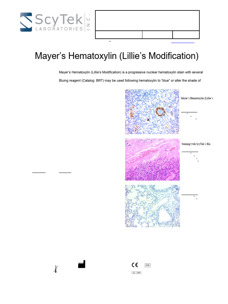 HMM - Mayer’s Hematoxylin (Lillie’s Modification) | PDF | Staining | Dyeing