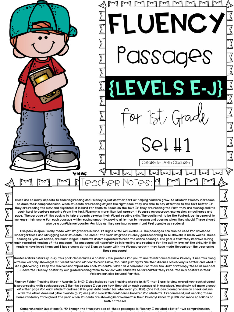 1st Grade Fluency Passages Pack | PDF