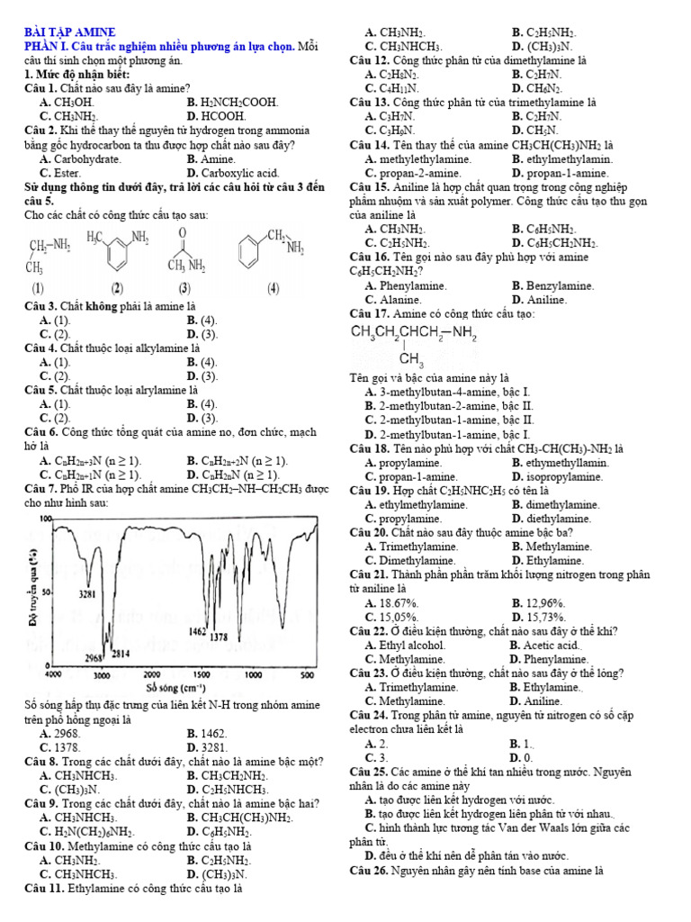 Bài 8. Amine hs gọn | PDF
