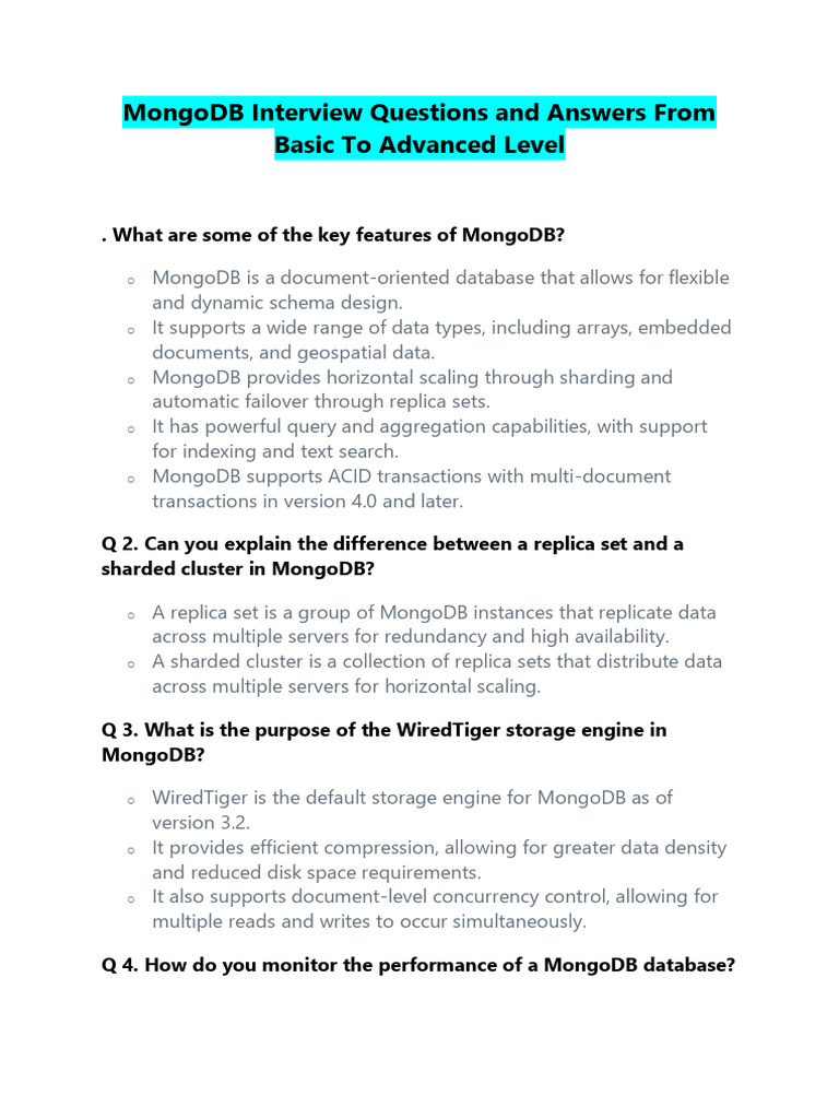 MongoDB Interview Questions and Answers From Basic To Advanced Level ...
