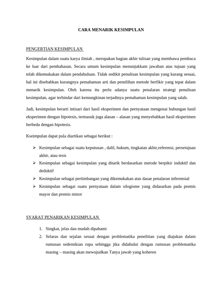 Cara Menarik Kesimpulan yang Tepat | PDF