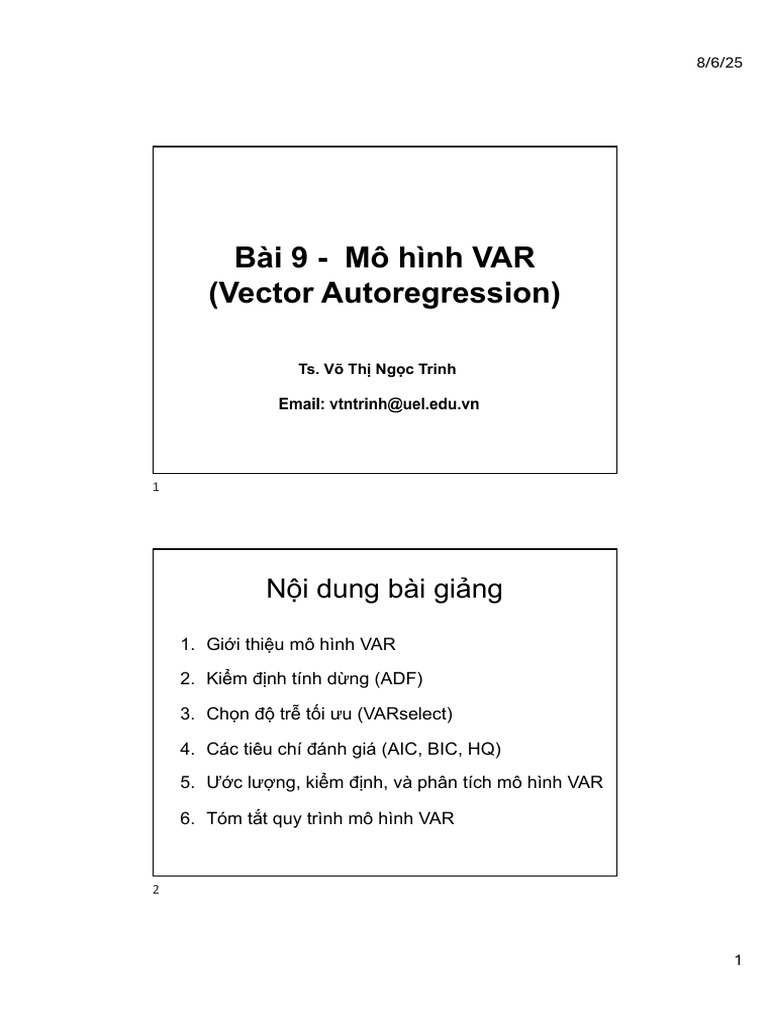 Bai 9 - Mô Hình VAR | PDF