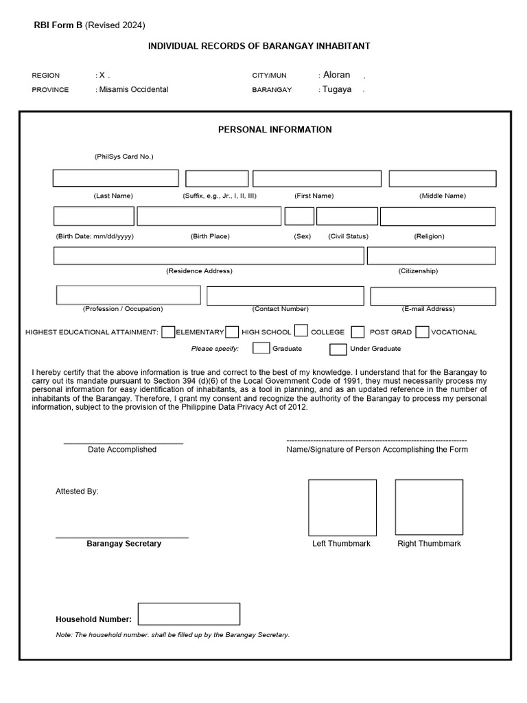 RBI FORM B Individual Revised 2024 | PDF | Justice | Crime & Violence