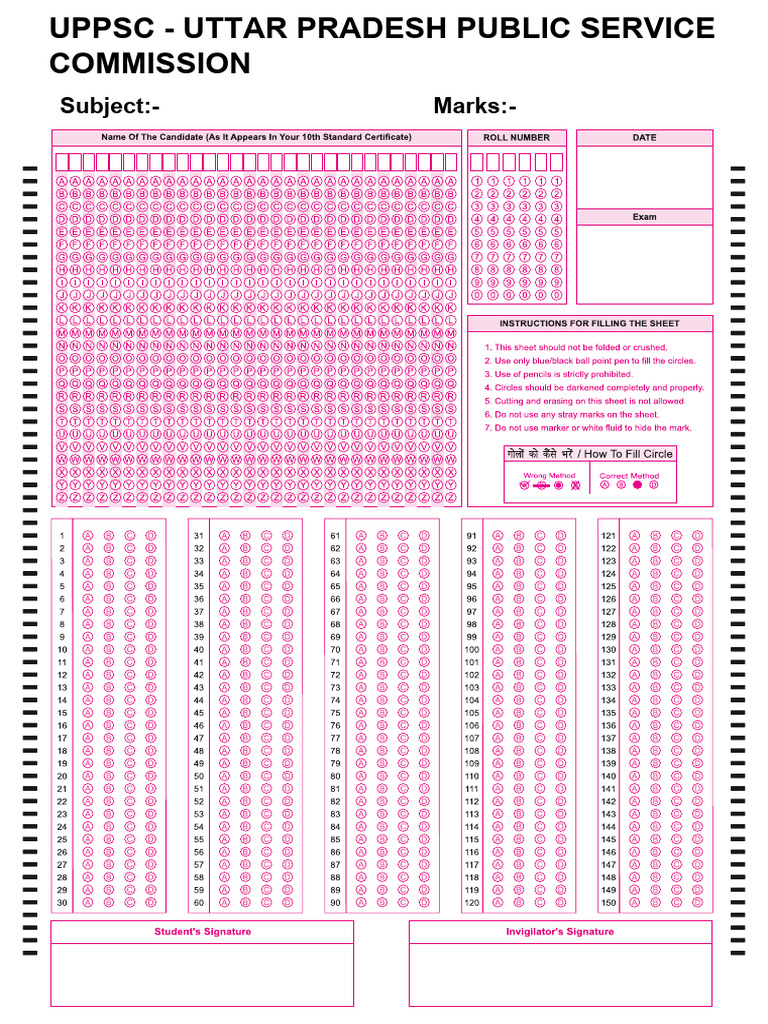 Omr Sheet 150 Question | PDF