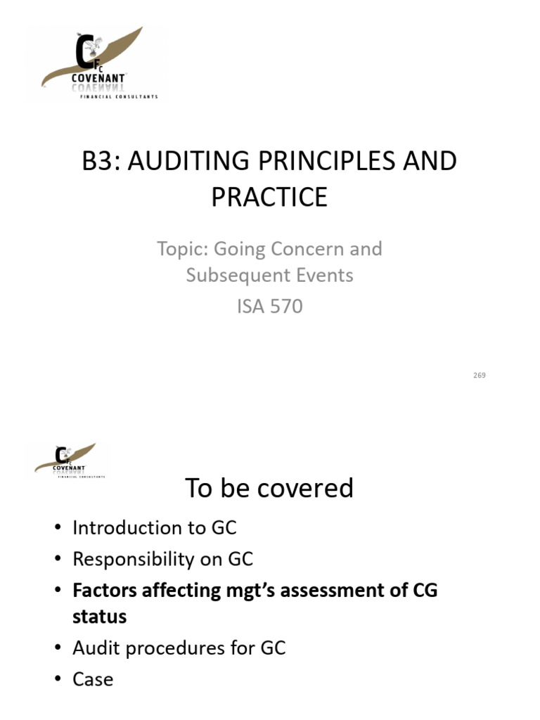 11. Going Concern and Subsequent Events Handout | PDF | Going Concern ...