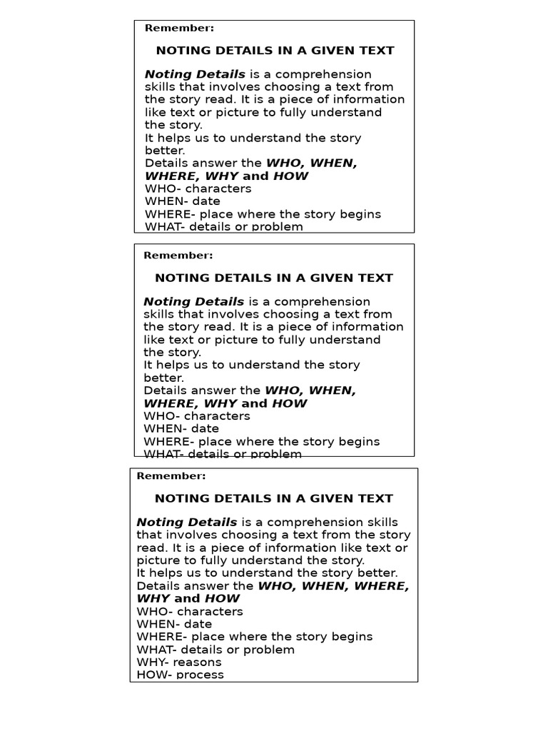 Noting Details for Better Comprehension | PDF