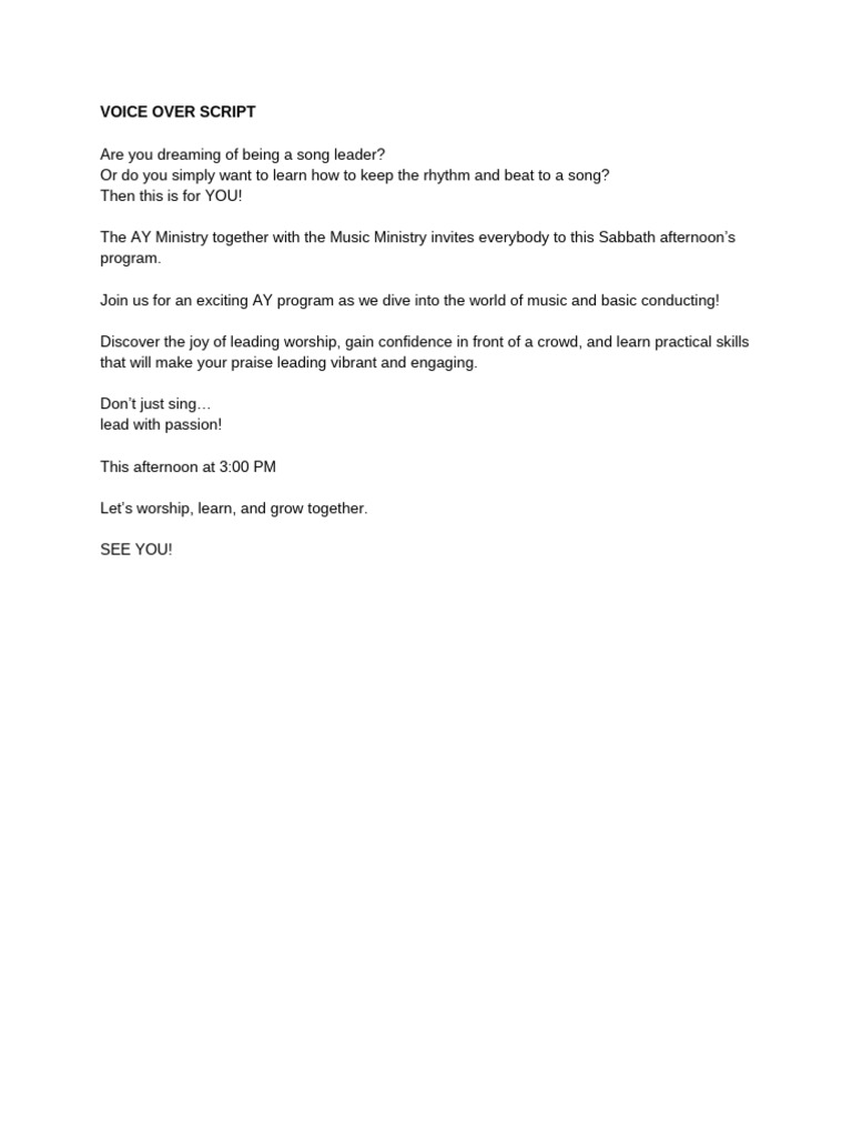 Voice Over Script | PDF