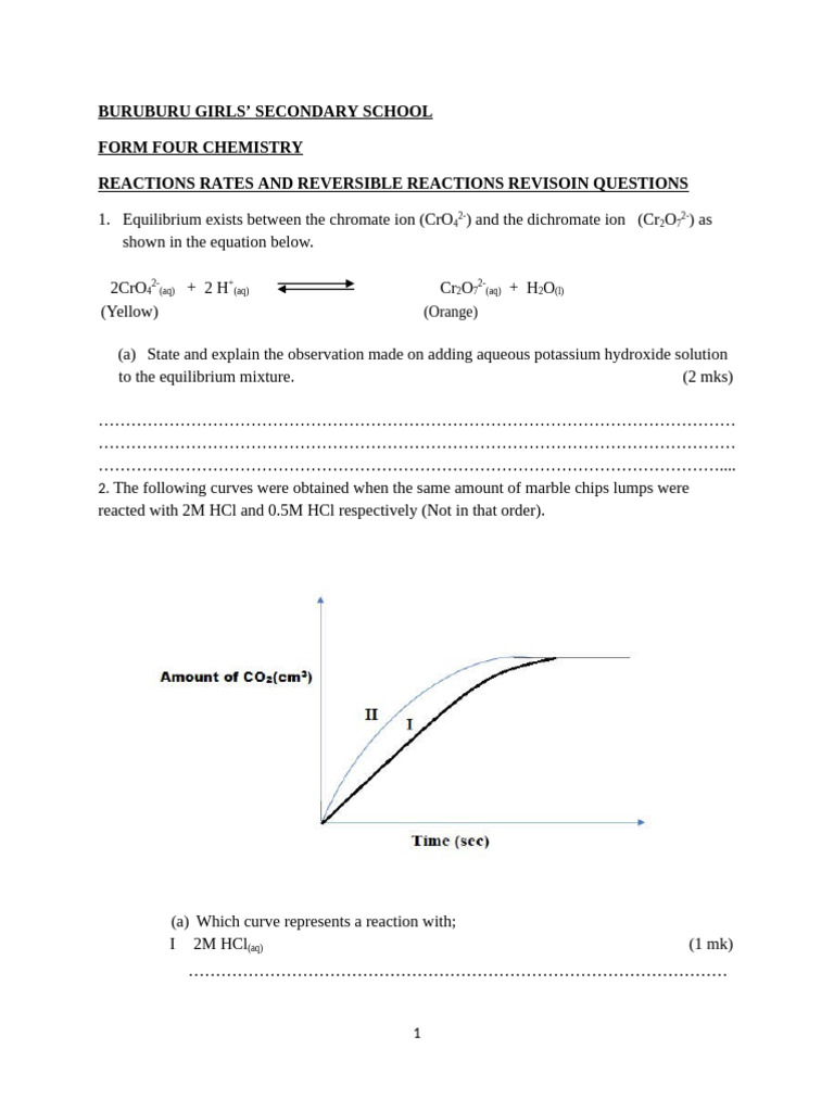 Chemistry Revision: Reaction Rates & Equilibrium | PDF | Chemical ...