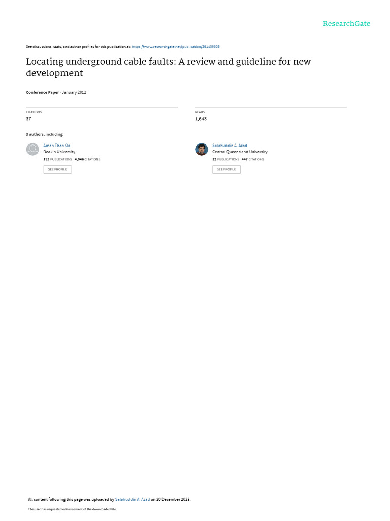 Locating Underground Cable Faults a Review and Guideline for New ...