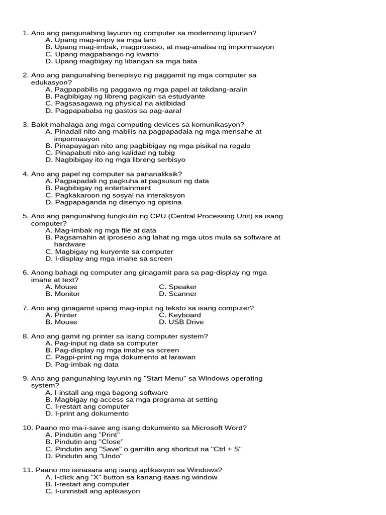 q1 Epp4 Matatag 1 20 | PDF