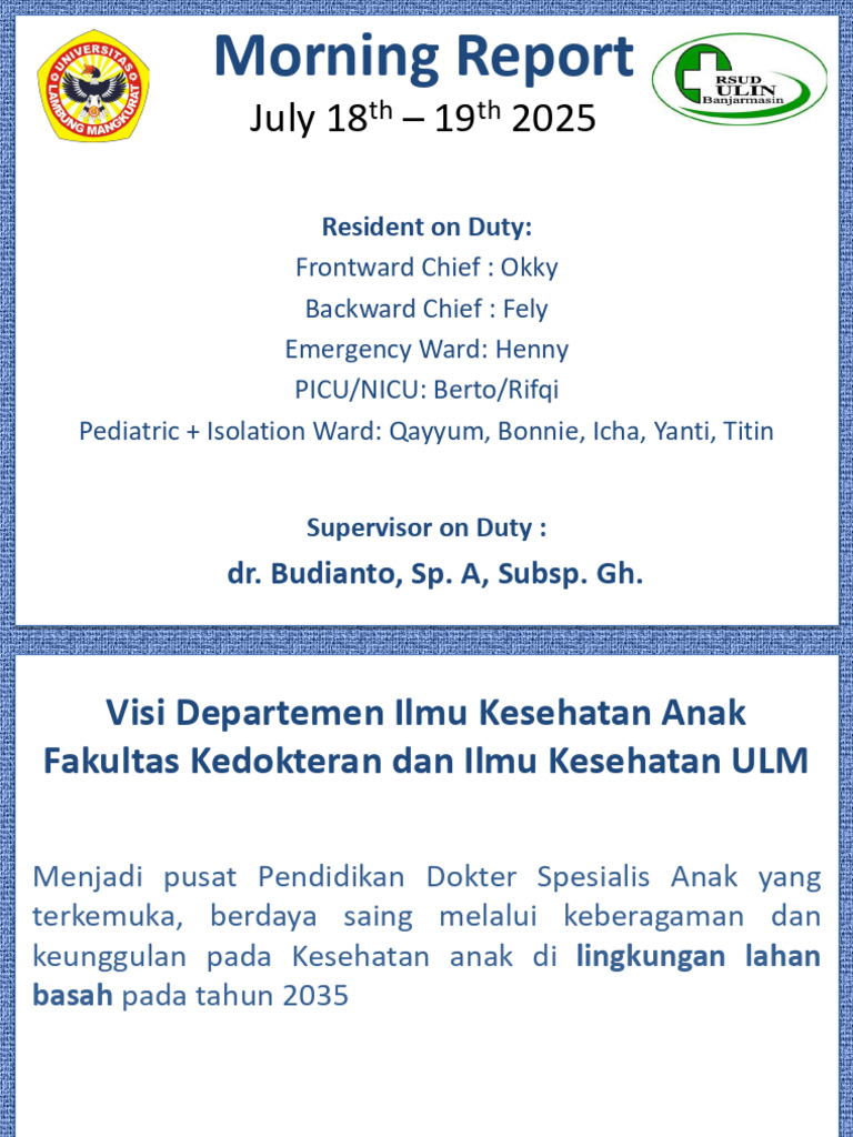 Pediatric Morning Report: July 2025 | PDF | Breathing | Diseases And ...