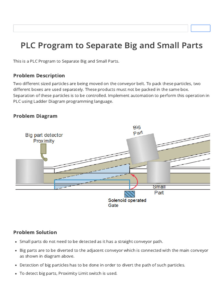 PLC Program for Part Separation | PDF | Programmable Logic Controller ...