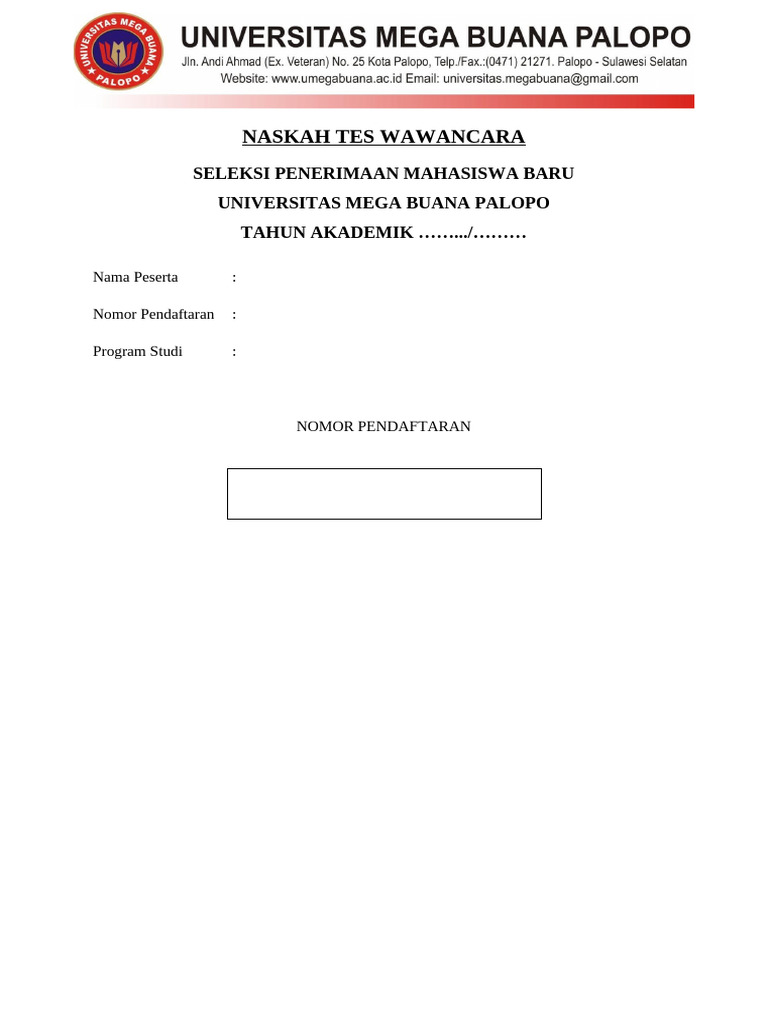 Panduan Wawancara Mahasiswa Baru UMBP | PDF