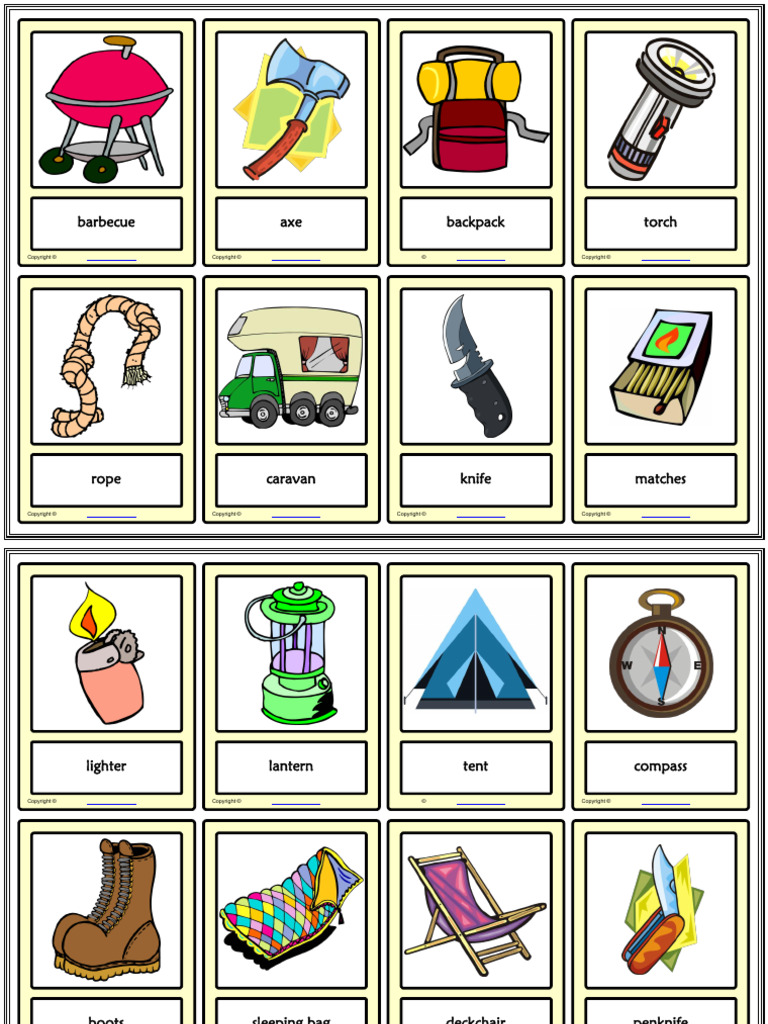 Camping Vocabulary Flashcards | PDF