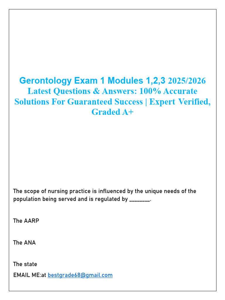 Gerontology Exam 1 Study Guide 2025/2026 | PDF | Dementia | Ageing
