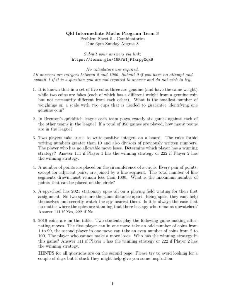 2021 PS5 Combinatorics 2 | PDF | Numbers | Theoretical Computer Science