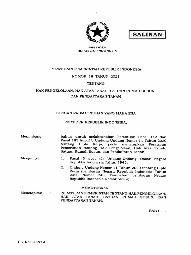 PP Nomor 18 Tahun 2021 | PDF