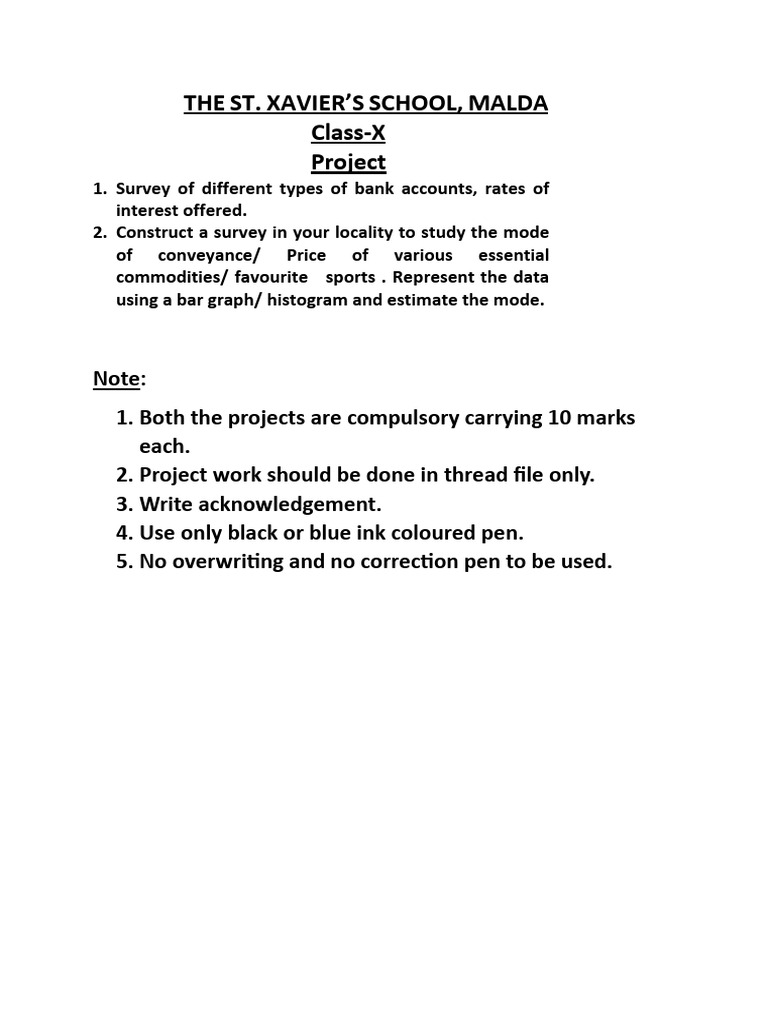 The ST Xaviers's School Class X Project | PDF