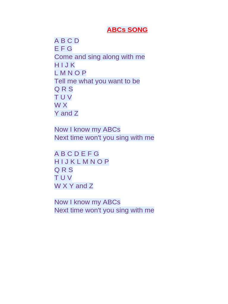 My ABC Song | PDF